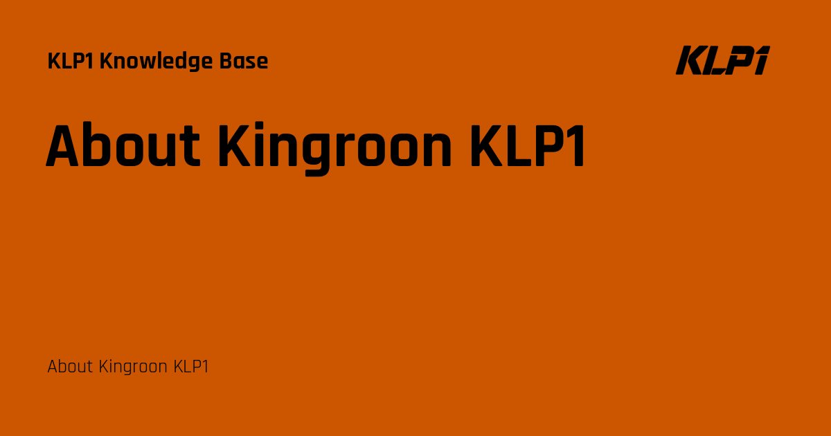 About Kingroon KLP1 - KLP1 Knowledge Base